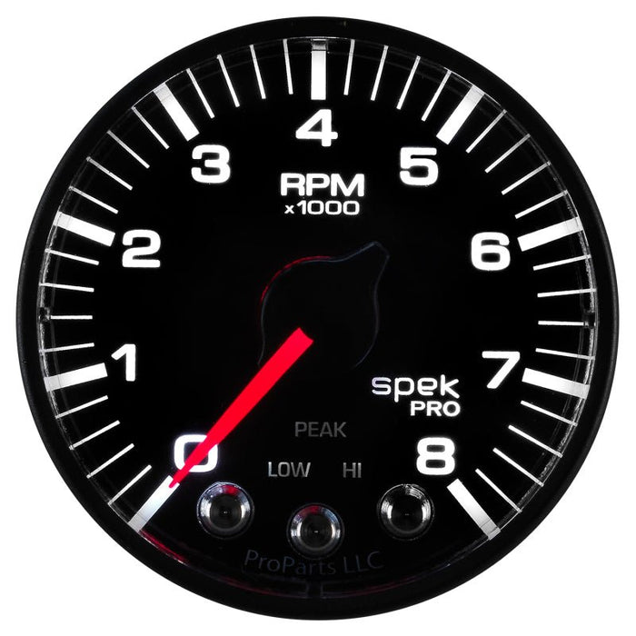 Autometer Spek-Pro Black 2 1/16 inch 8K RPM Tach w/ Shift Light and Pe ...